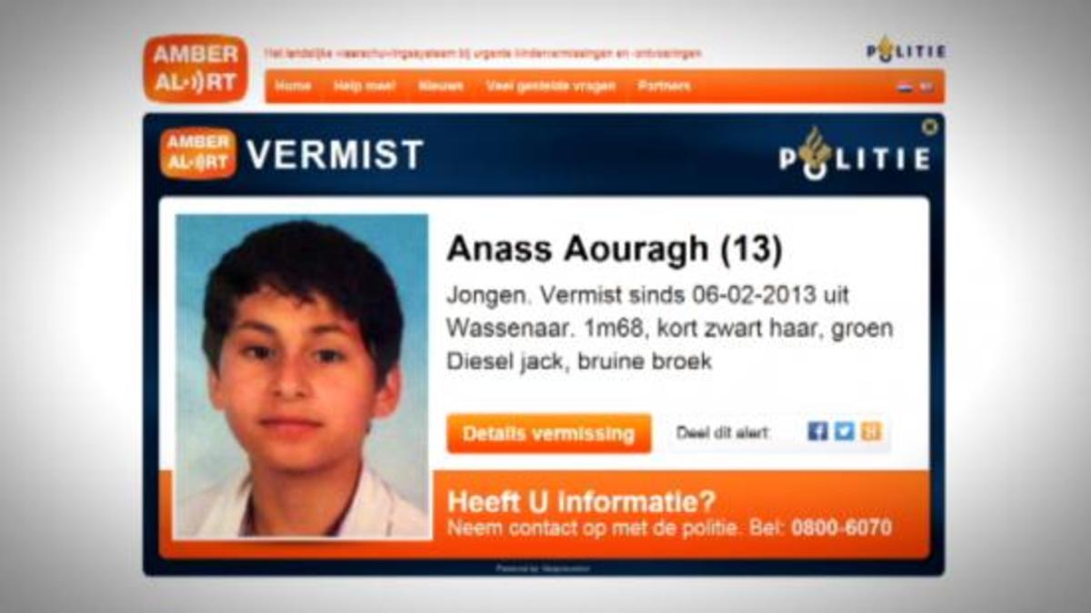 Amber Alert: Anass Aouragh (13) vermist