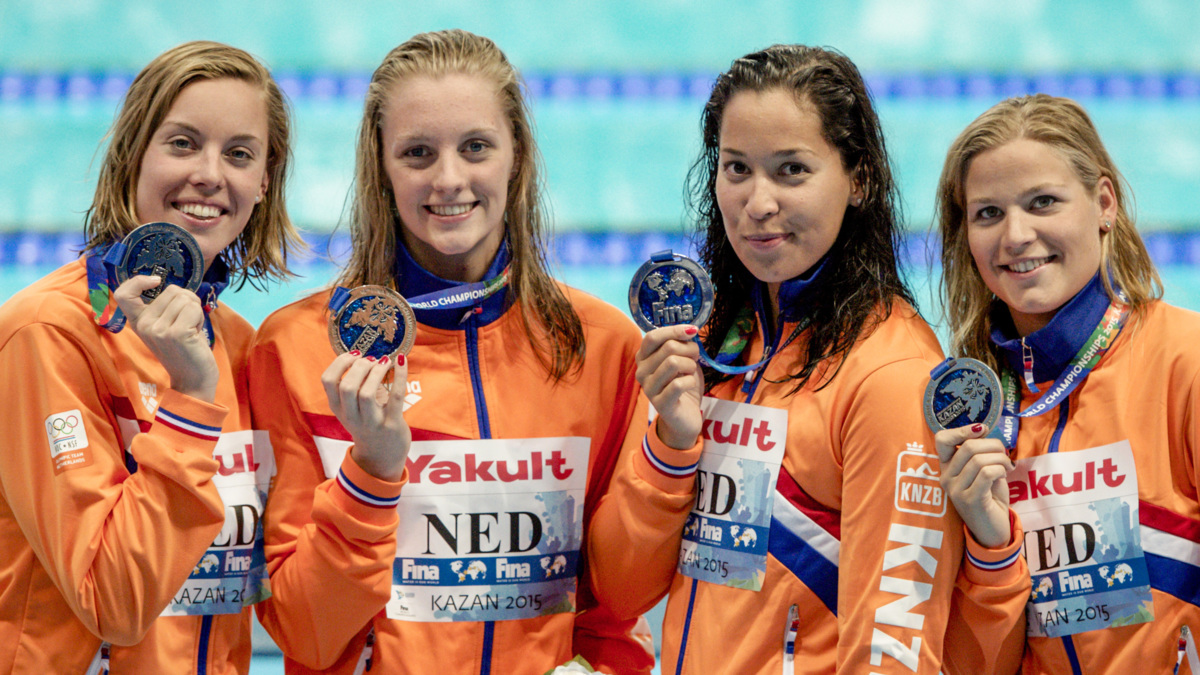 Zilver voor Nederlandse vrouwen op 4x100 vrij