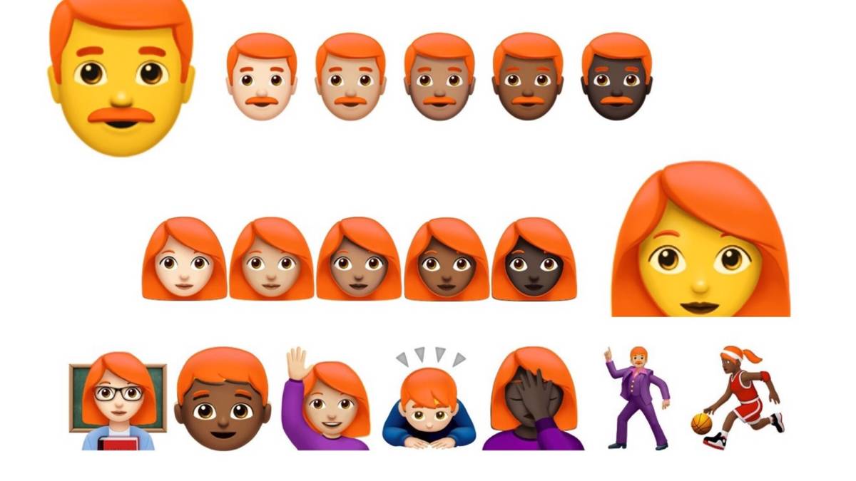 Vergadering over emoji's met rood haar