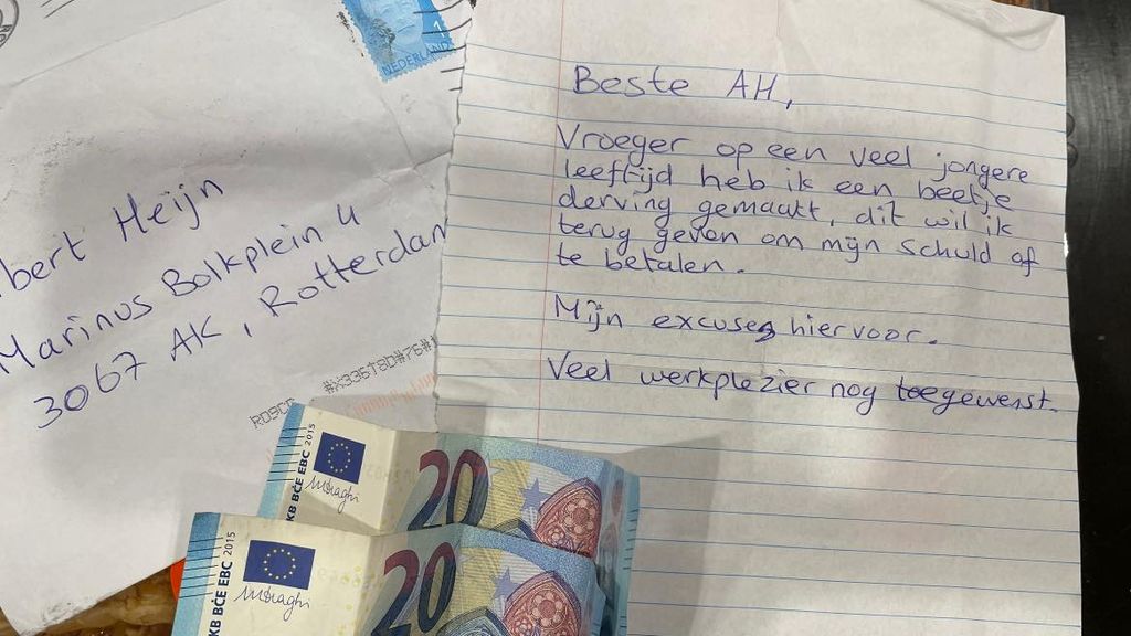 Winkeldief met spijt stuurt een brief met geld naar supermarkt