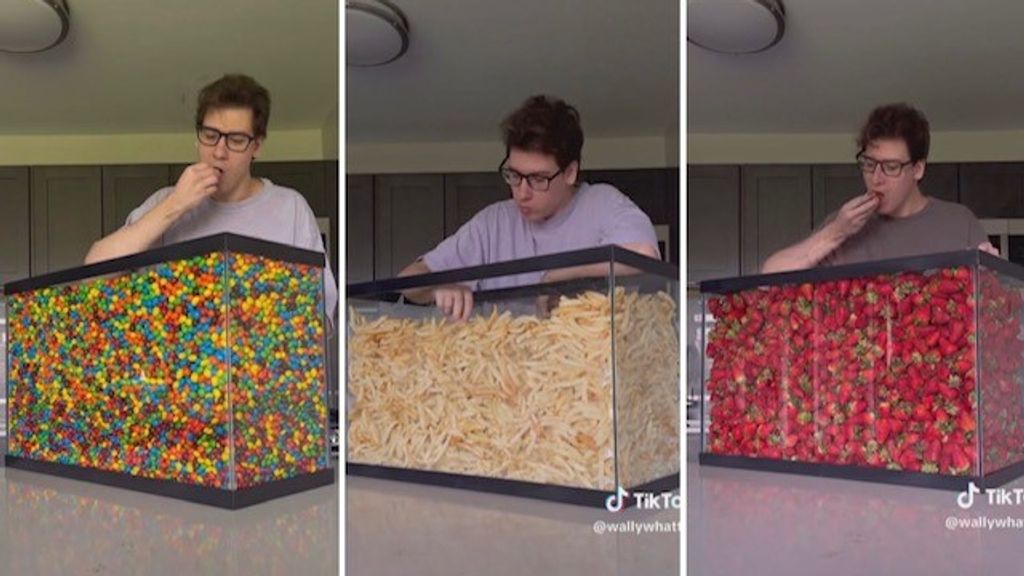 Echt of nep? Man eet aquarium vol aardbeien