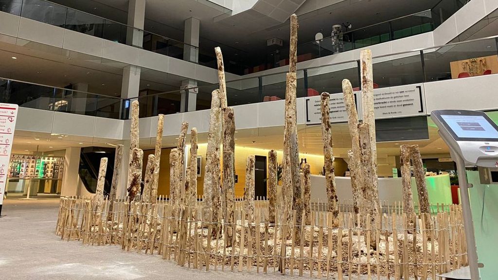 Schimmelend kunstwerk van half miljoen peuken 'siert' stadskantoor Utrecht