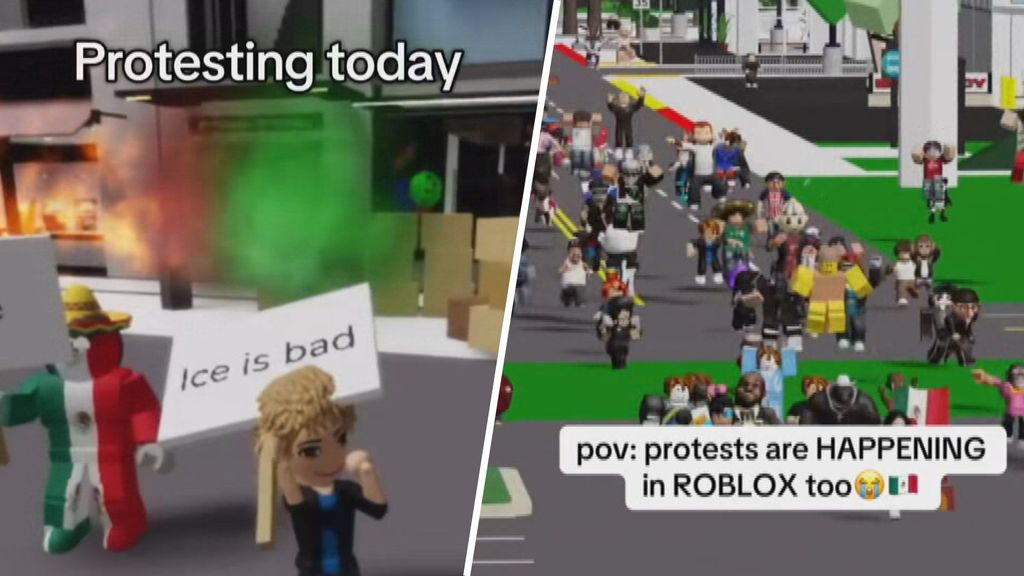 Protesten in Roblox tegen president Trump