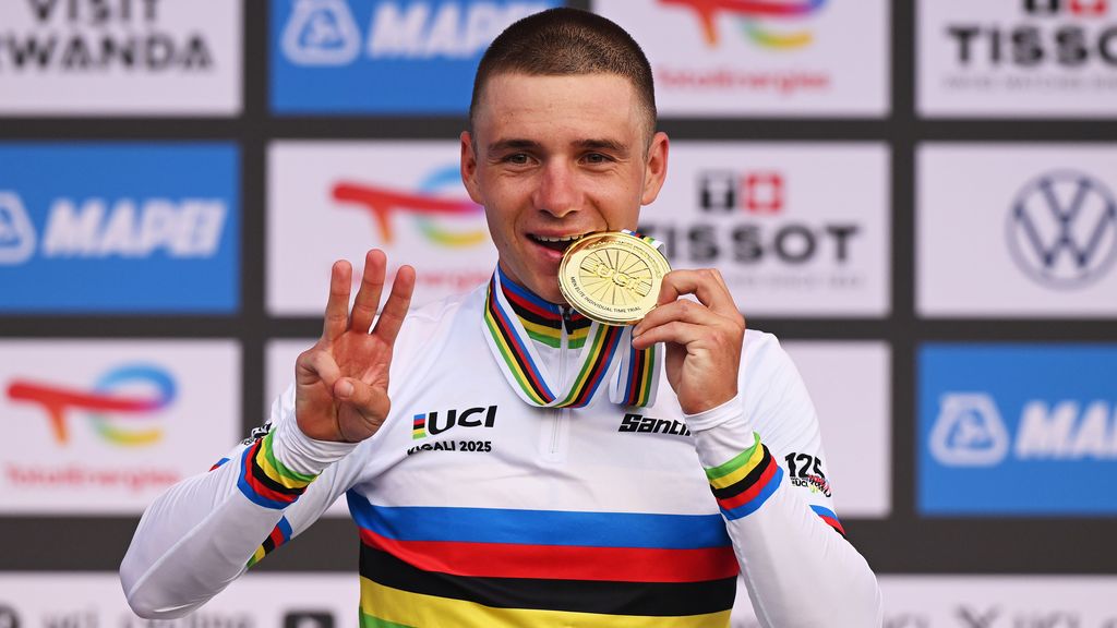 Remco Evenepoel secures third consecutive world time trial title in ...