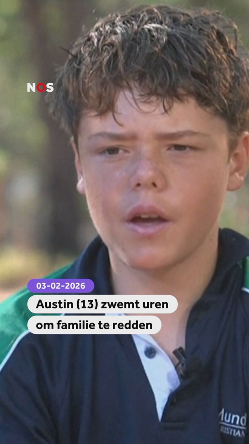 Austin (13) zwemt uren om familie te redden | NOS Stories